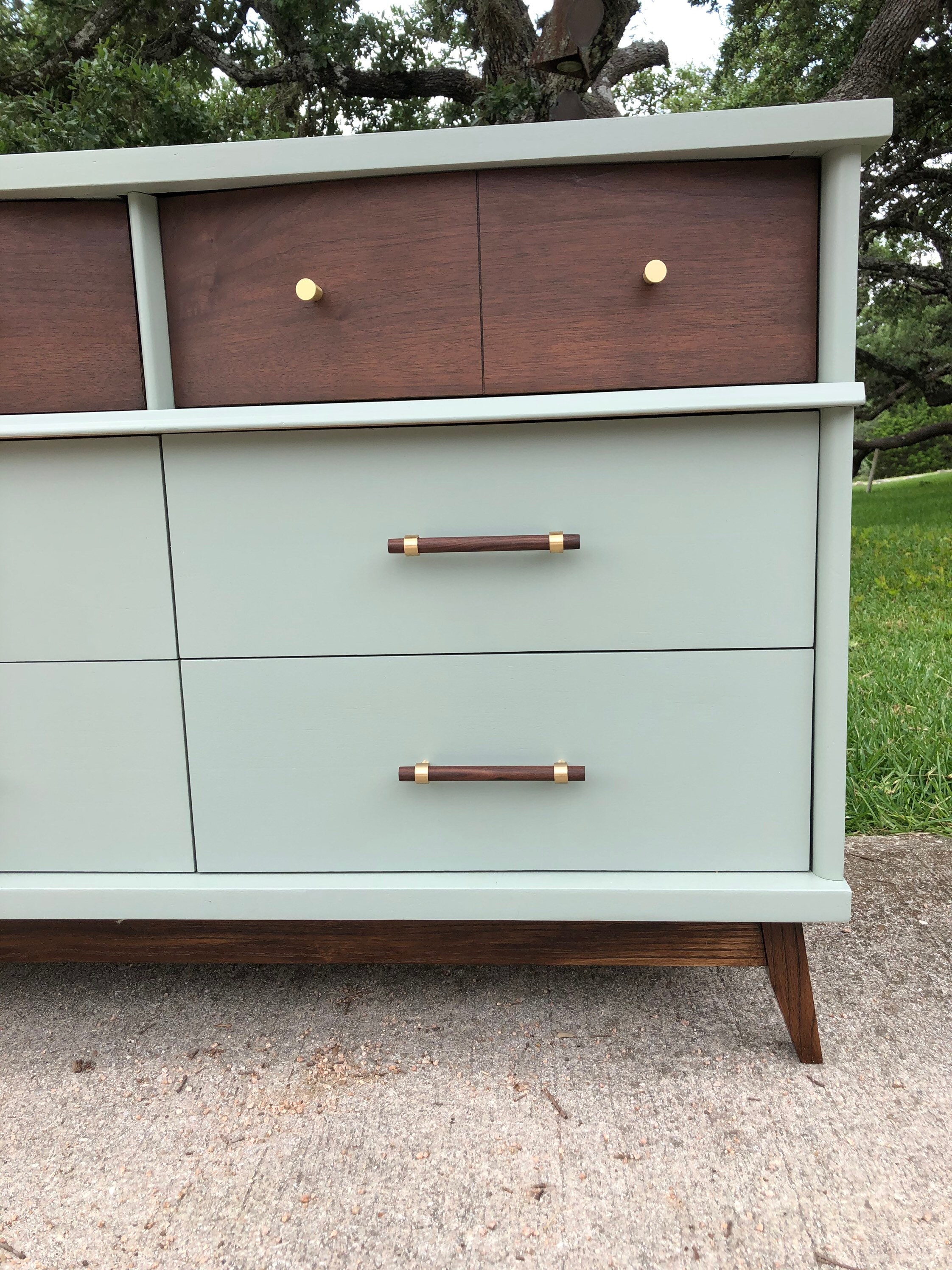 SOLD Refinished Mid Century Modern Sage / Green Dresser | Etsy