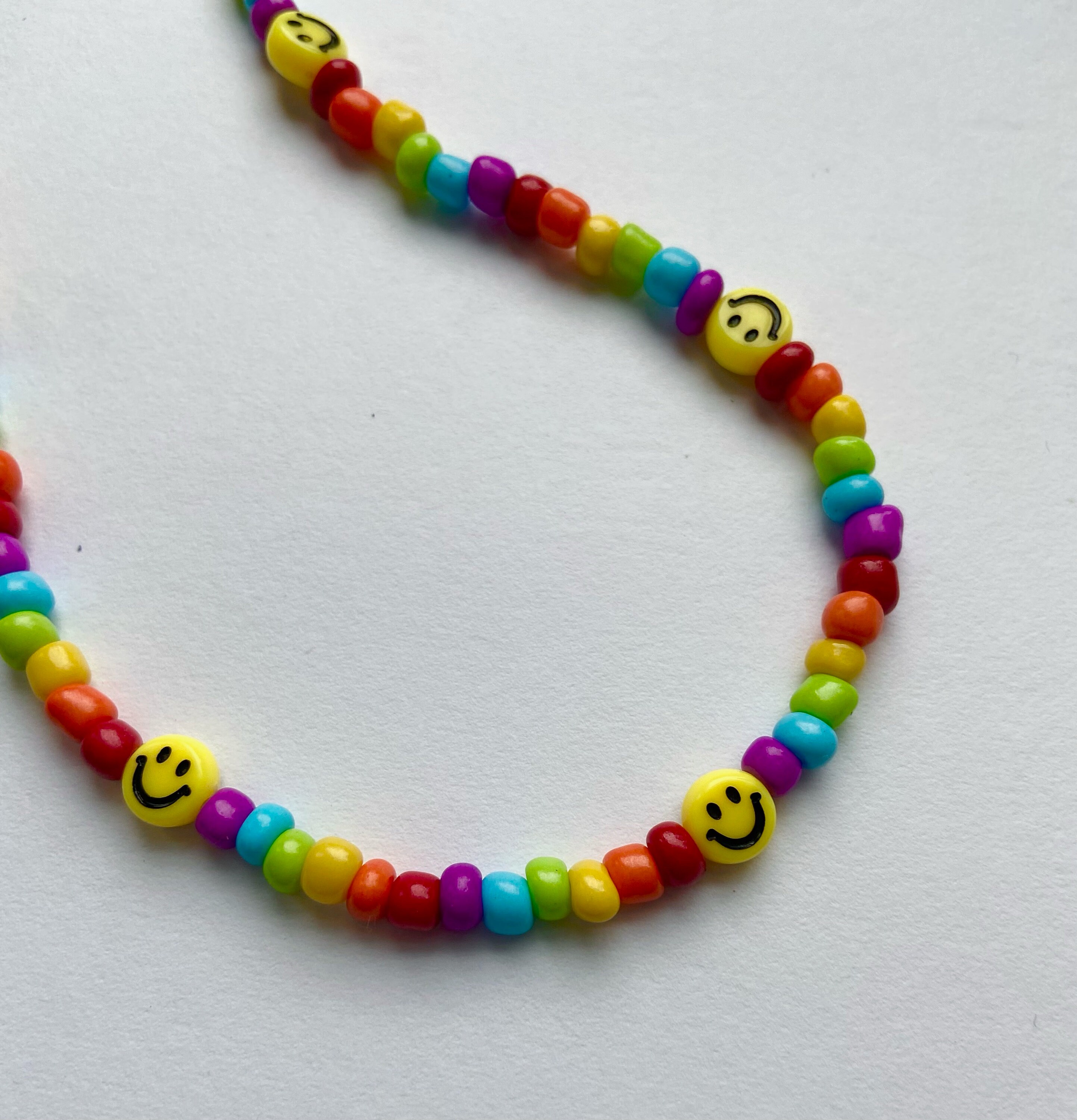 Rainbow Smiley Face Choker / Kidcore Choker / Beaded Necklace ...