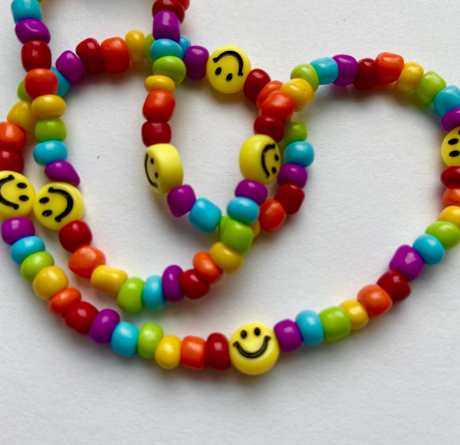 Rainbow Smiley Face Choker / Kidcore Choker / Beaded Necklace ...