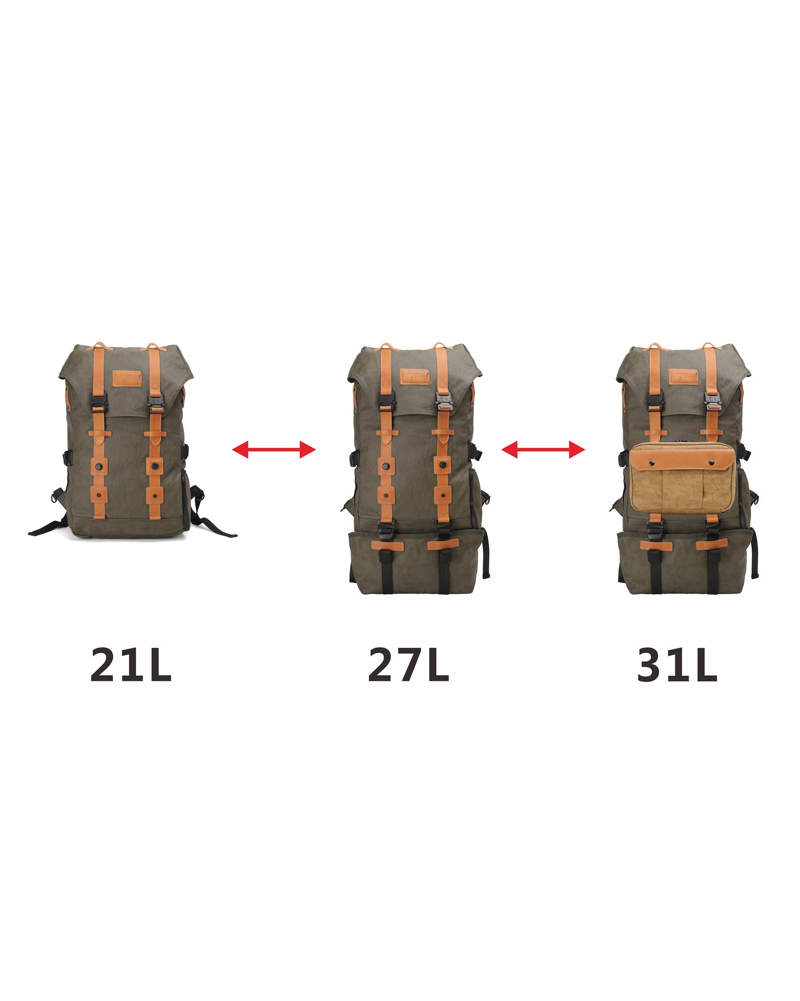Expandable Travel Backpack: Waterproof Hiking Rucksack, 15in Laptop ...
