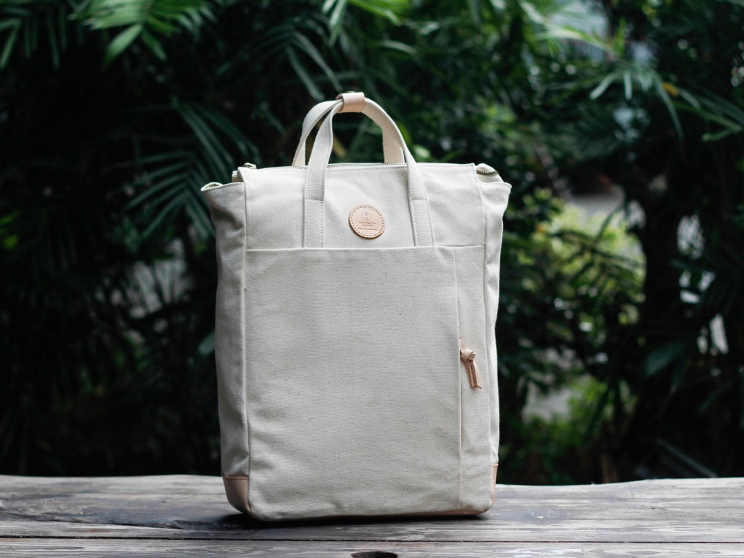 Canvas Backpack With Handle, Minimalist Style 15in Laptop Backpack ...