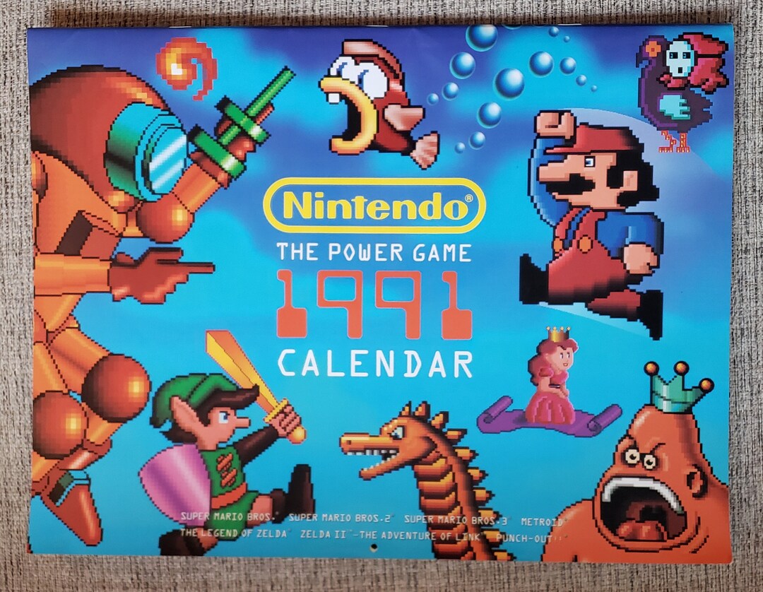 1991 Nintendo Calendar "the Power Game" Collectible HTF Vintage Wall ...