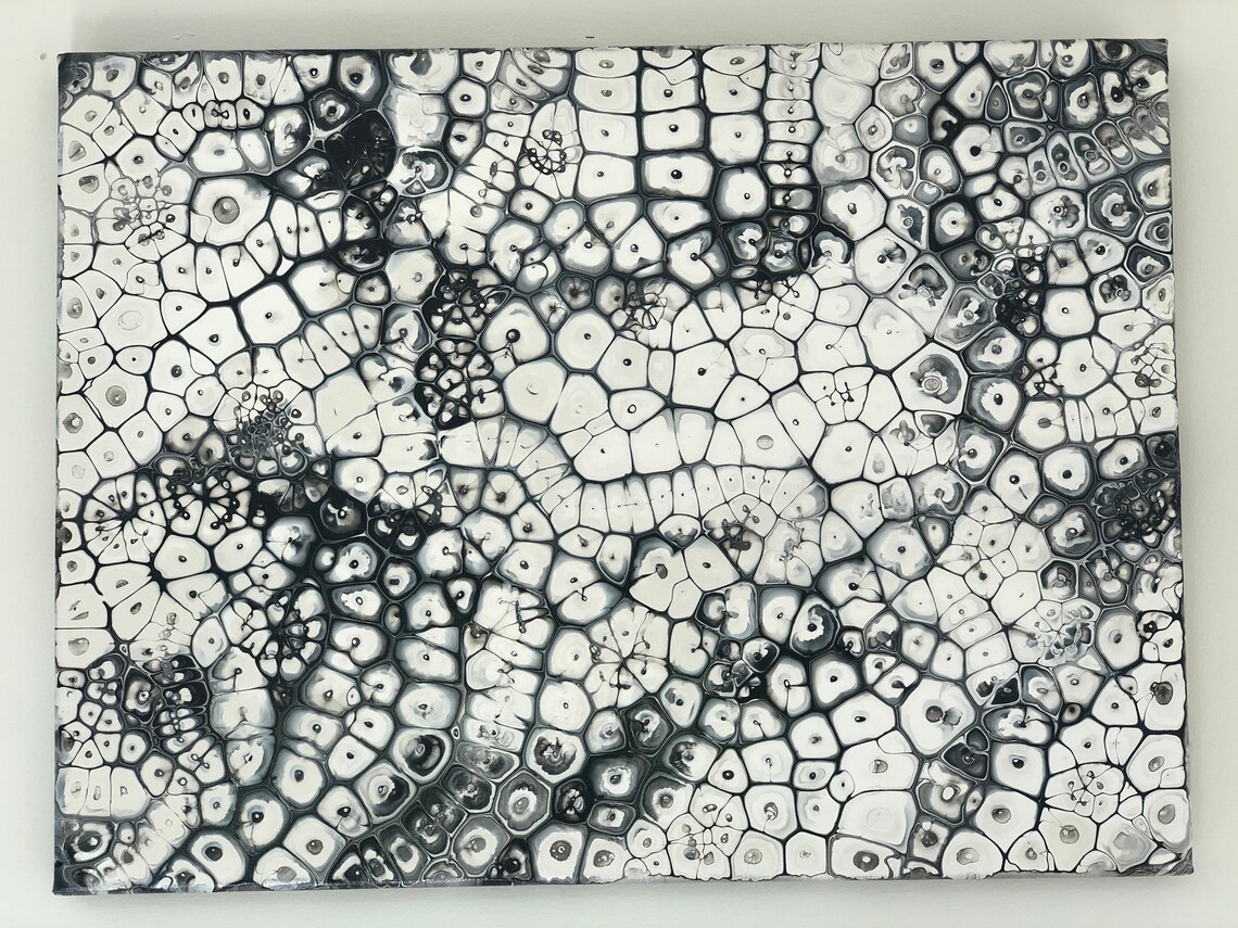 Abstract Black and White Painting, Cells - Etsy
