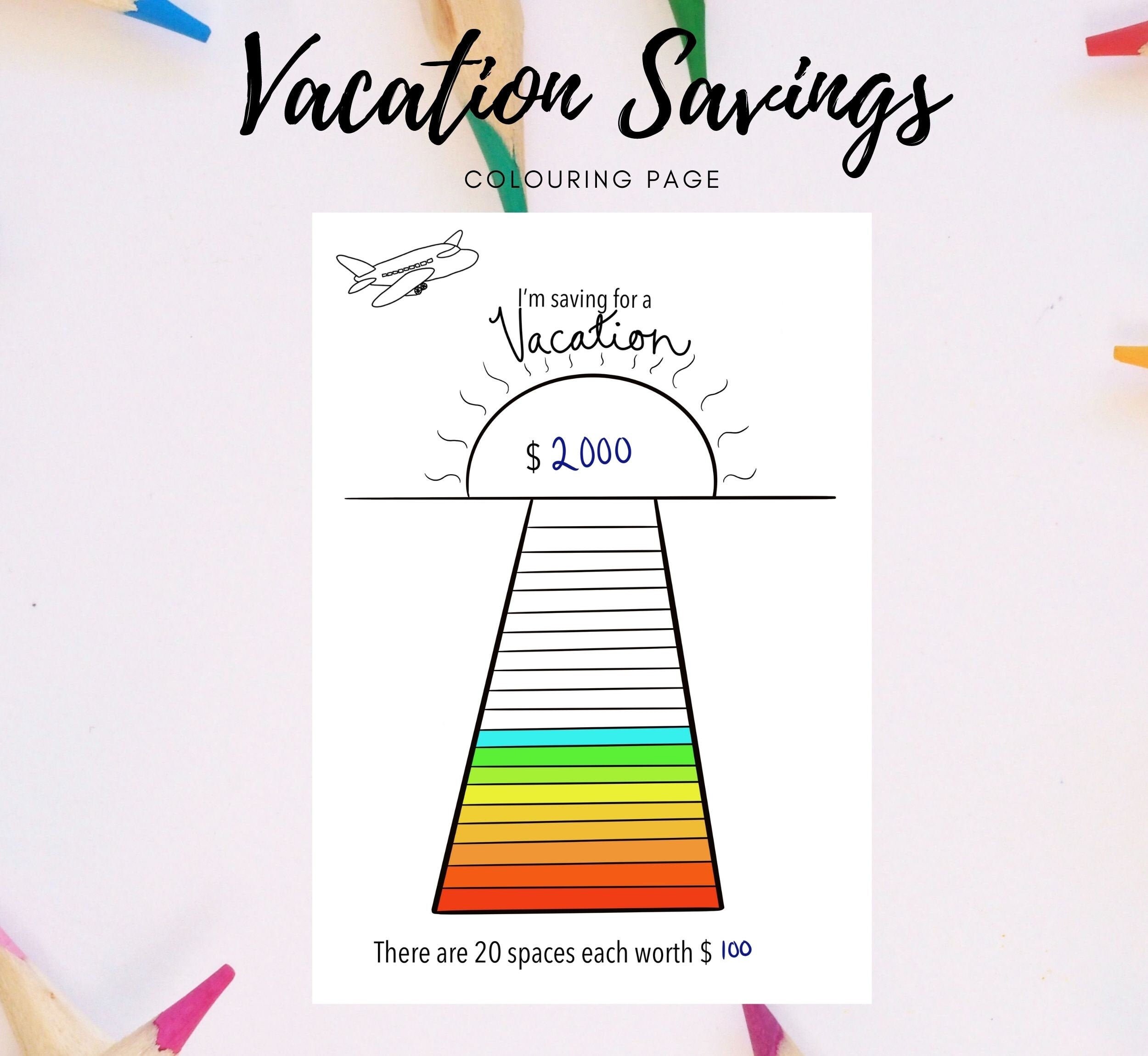 Vacation Savings Tracker Digital Download Colouring Page | Etsy