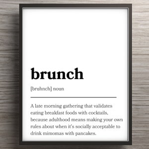 Brunch Wall Art | Definition Print | Dictionary Poster | Funny Food ...