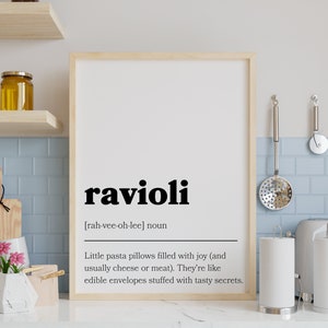 Ravioli Wall Art | Definition Print | Dictionary Poster | Funny Pasta ...