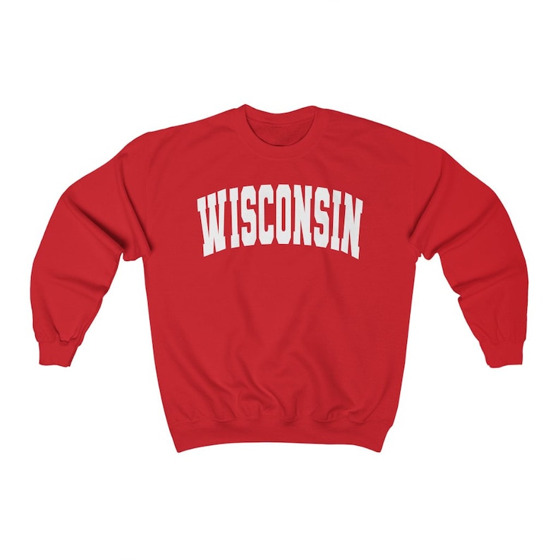 Wisconsin Crewneck Sweatshirt Wisconsin Badgers College - Etsy
