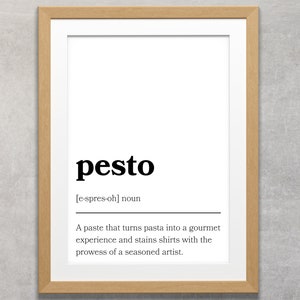 Pesto Wall Art | Definition Print | Dictionary Poster | Funny Food ...