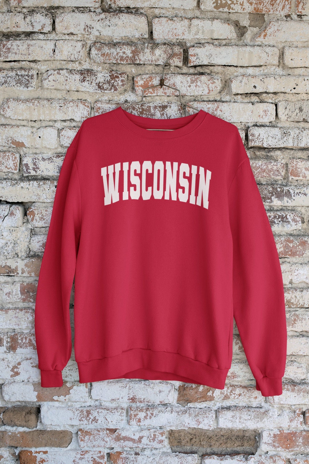 Wisconsin Crewneck Sweatshirt Wisconsin Badgers College - Etsy