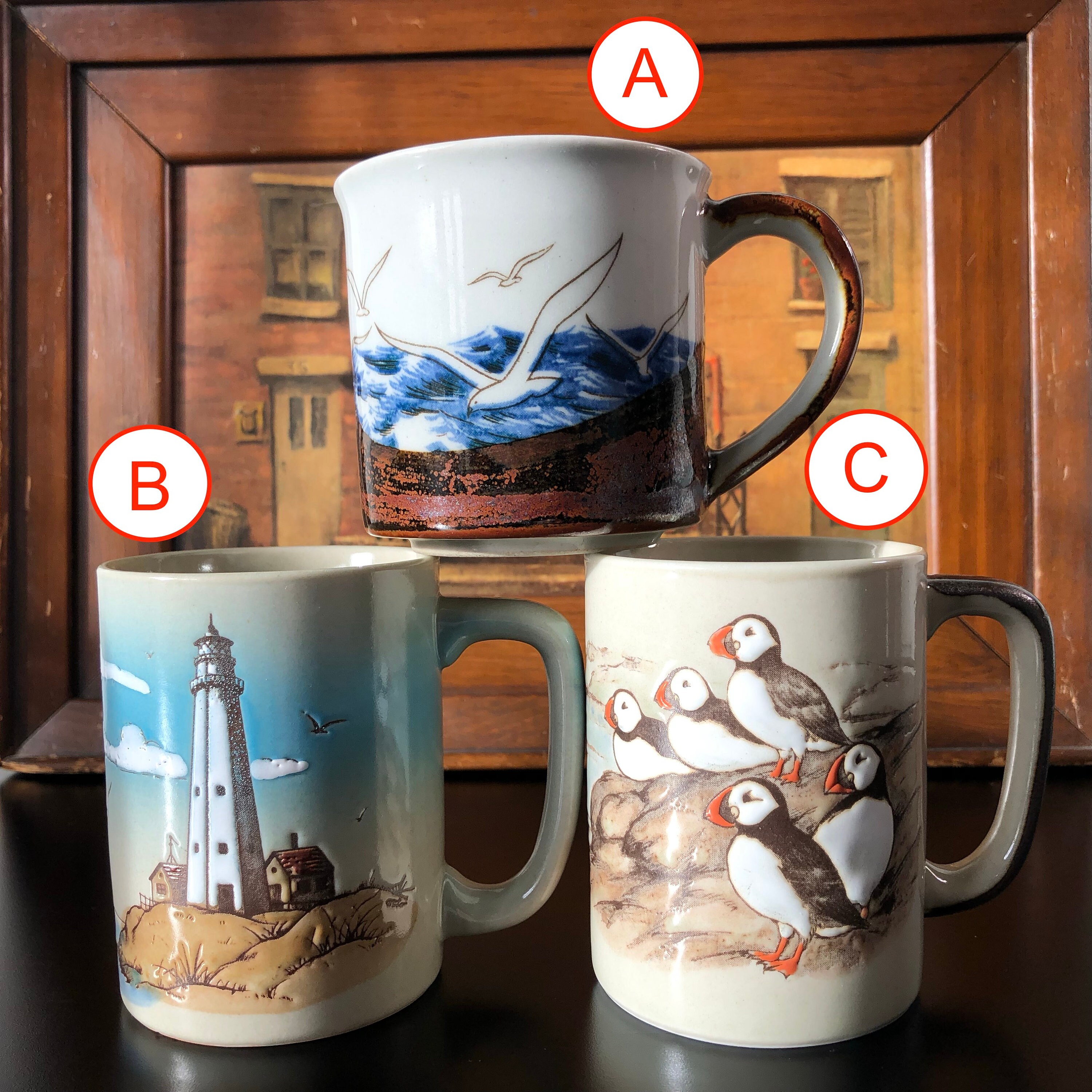 Vintage Retro OTAGIRI Assorted Ocean Nautical Scenic Mugs Sold ...