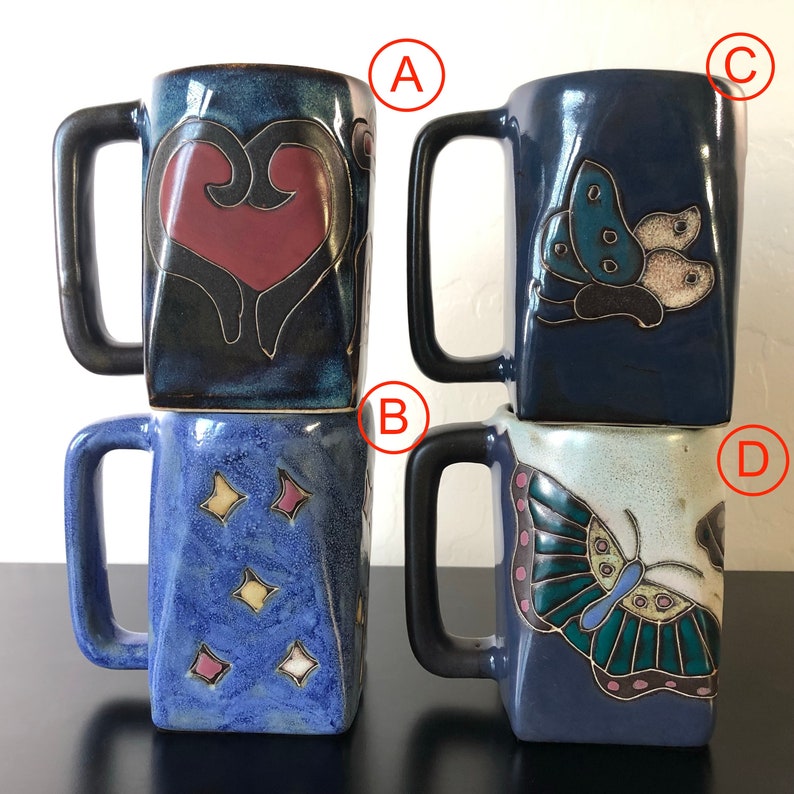 Mara Stoneware Mugs Heart Geo-sun Butterfly Theme Sold Individually ...