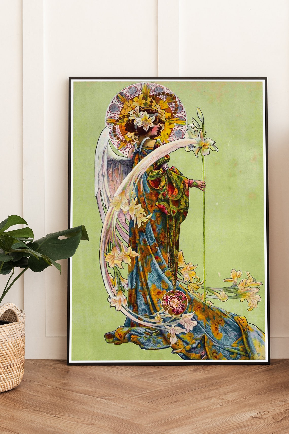 Floral lady angel Louis Théophile Hingre art nouveau | Etsy