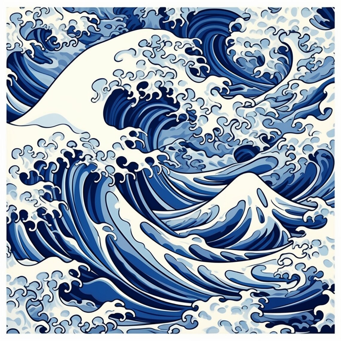 Japanese Big Wave Digital Pattern - Japanese Art Inspired Printable ...