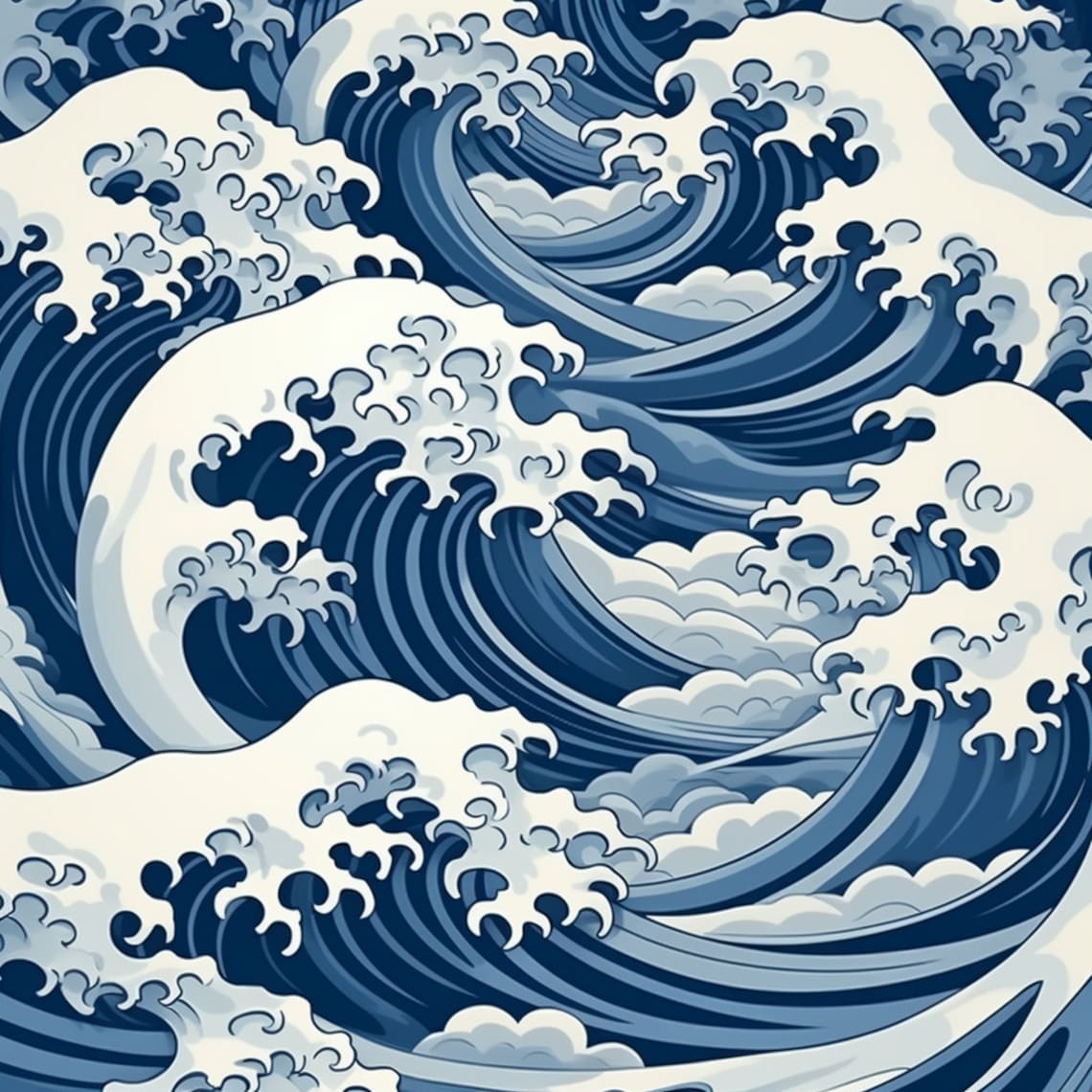 Japanese Big Wave Digital Pattern - Japanese Art Inspired Printable ...