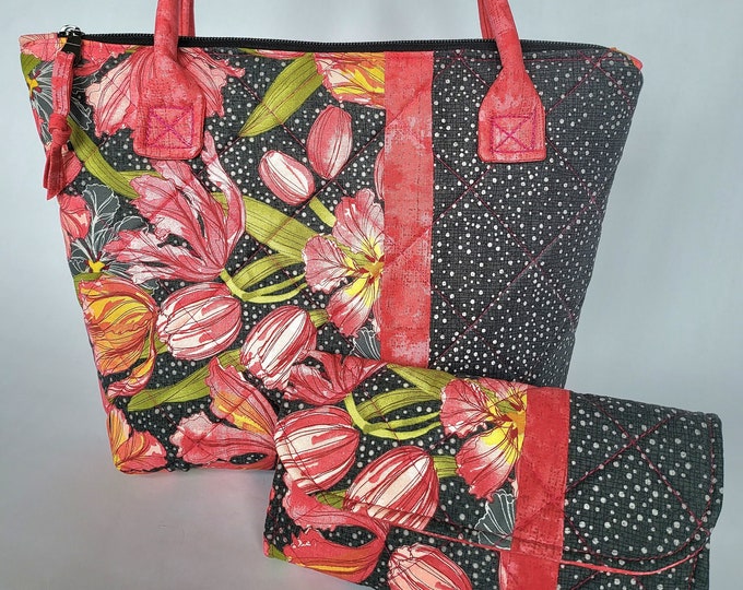 Matching Quilted Purse and Wallet Combo Tulip Tango - Etsy