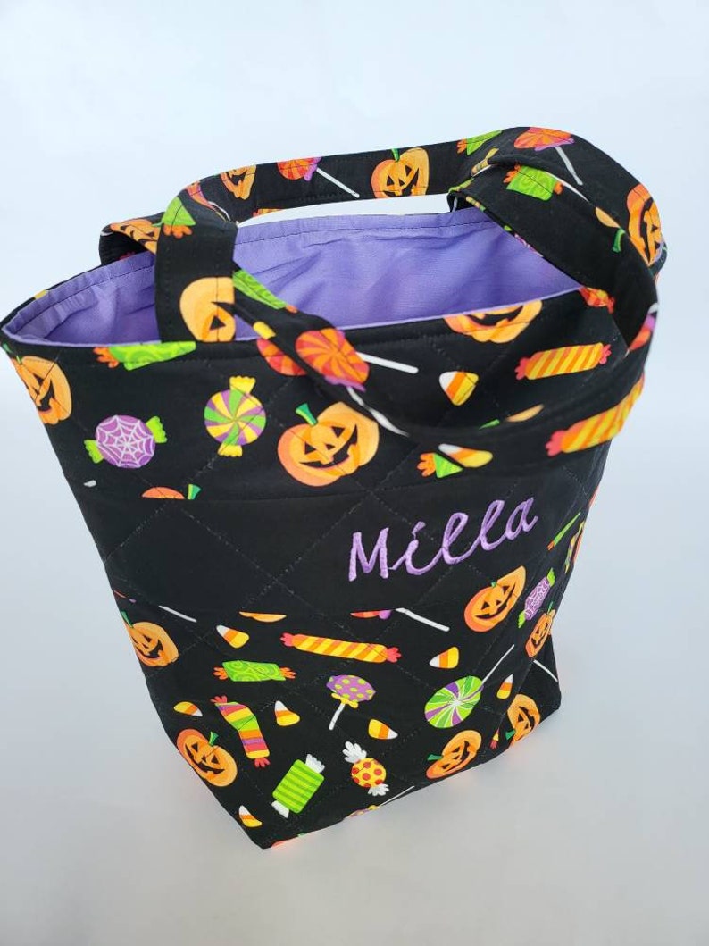 Personalized Child's Halloween Trick or Treat Bag Quilted Embroidered ...