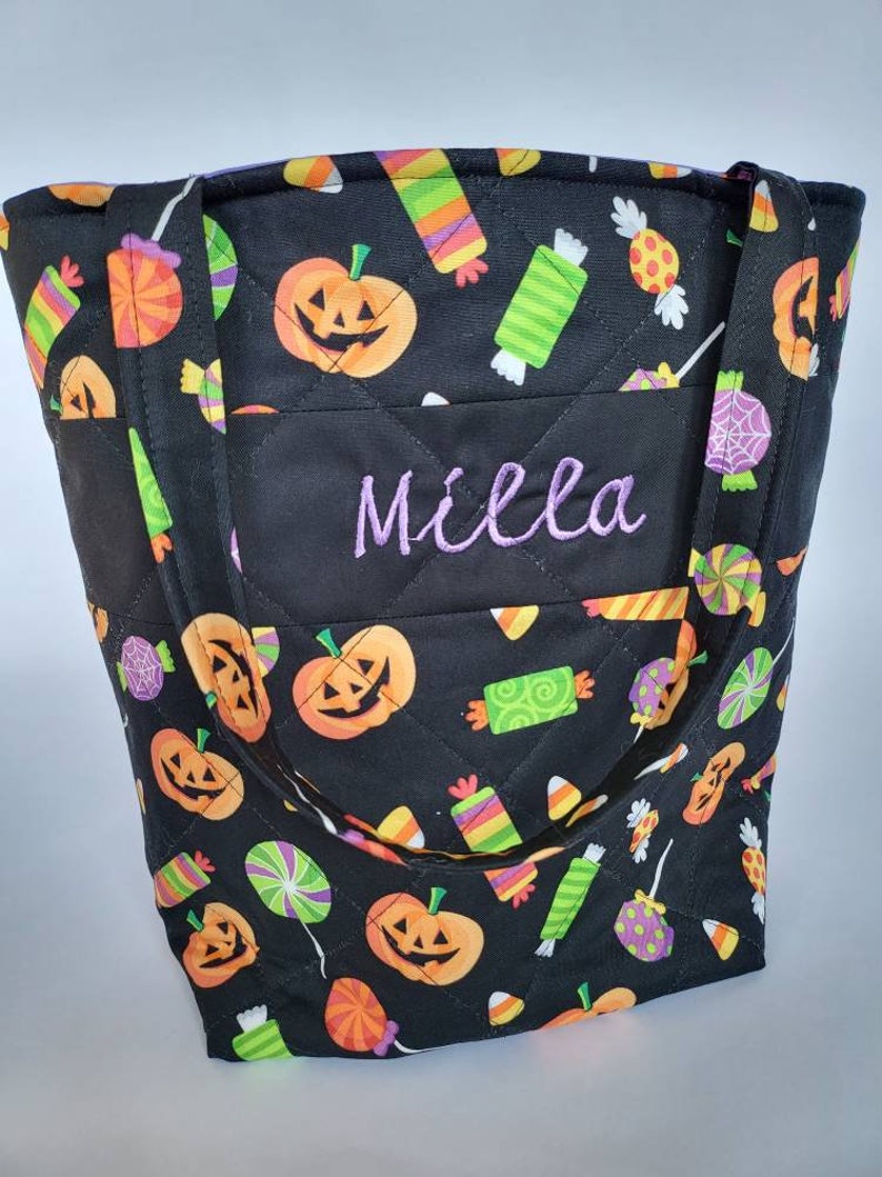 Personalized Child's Halloween Trick or Treat Bag Quilted Embroidered ...