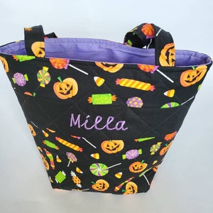 Personalized Child's Halloween Trick or Treat Bag Quilted Embroidered ...