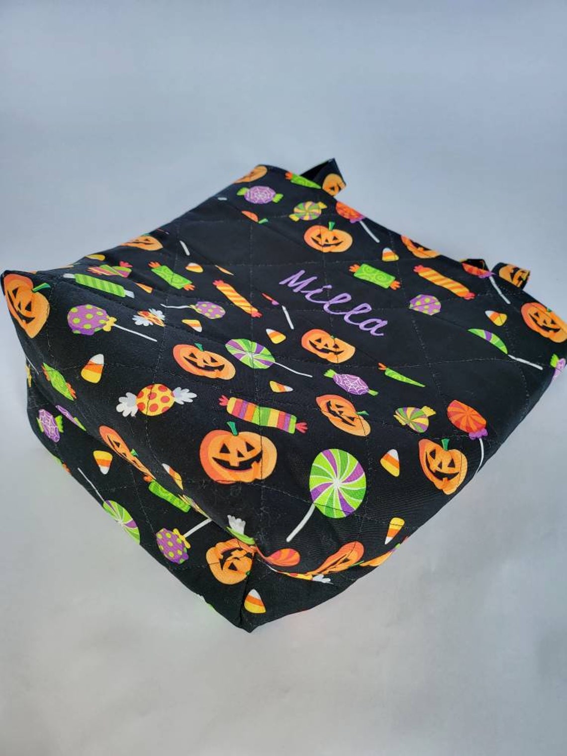Personalized Child's Halloween Trick or Treat Bag Quilted Embroidered ...