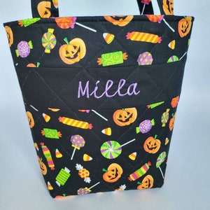 Personalized Child's Halloween Trick or Treat Bag Quilted Embroidered ...