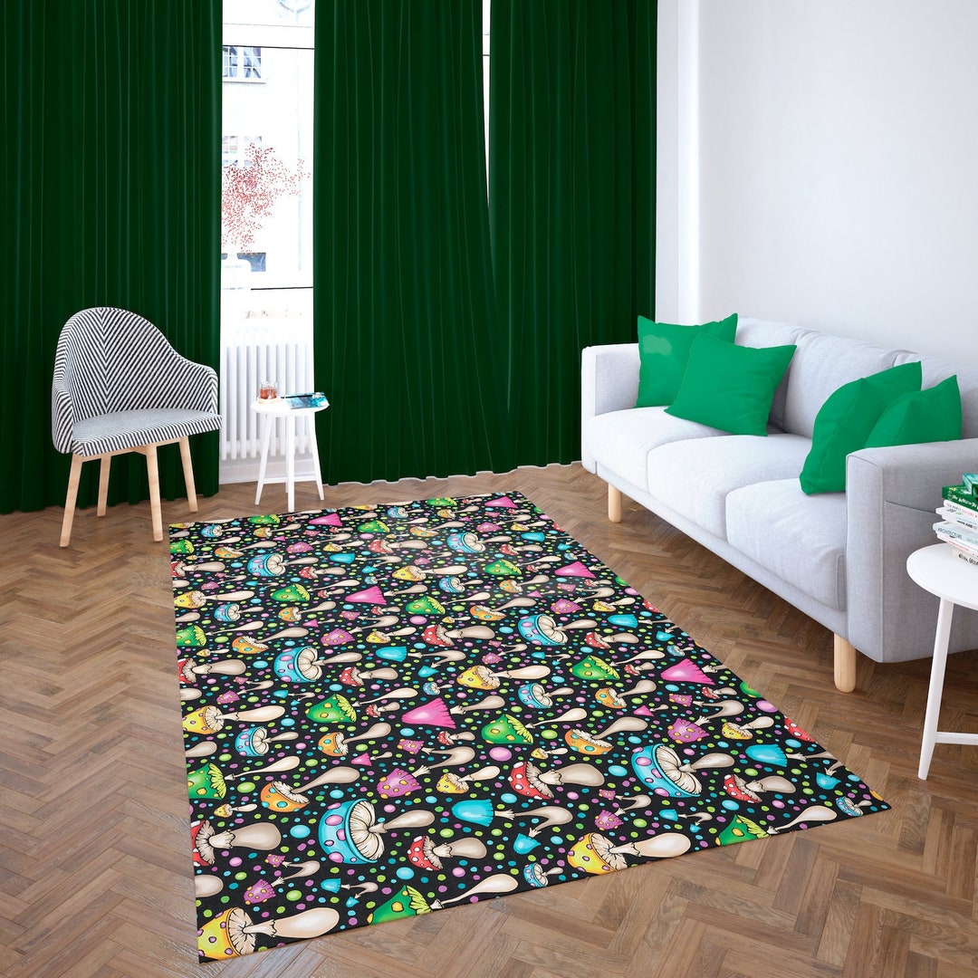 Trippy Rug Hallucinogenic: Aesthetic Cottagecore Mushroom Living Room ...