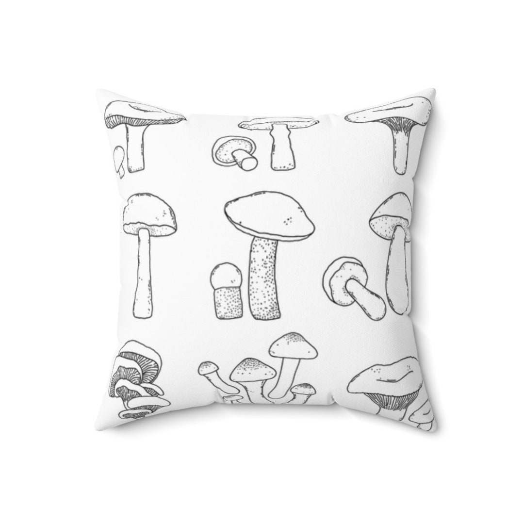 Cottagecore Mushroom Outline Pillow, Aesthetic Cottagecore Décor ...