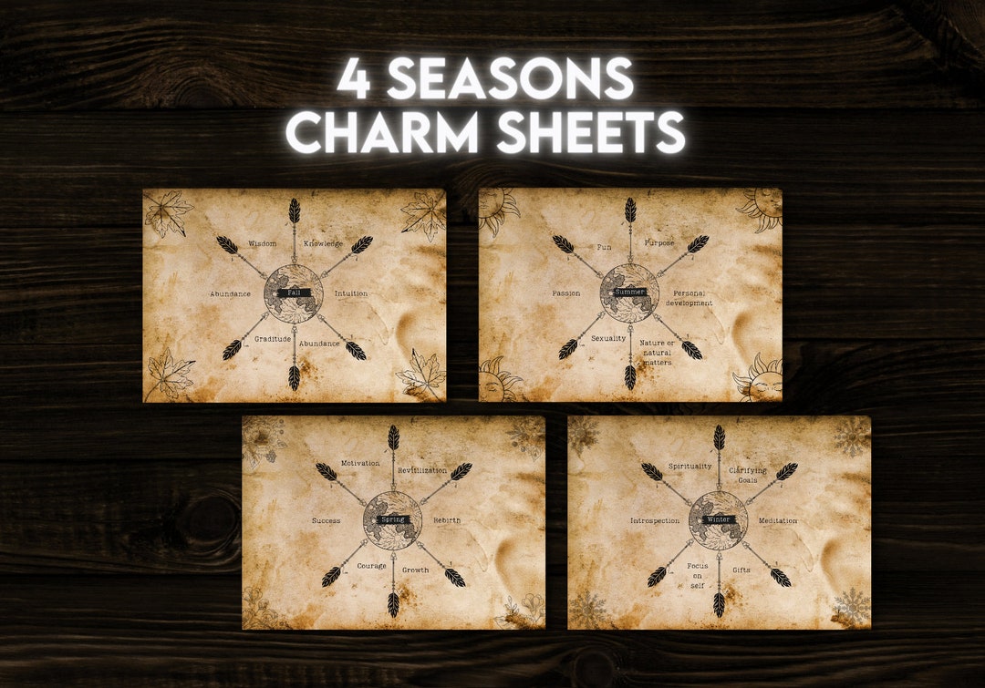 4 Set Seasons Charm Casting Sheets + Free Guide: Charm Reading ...