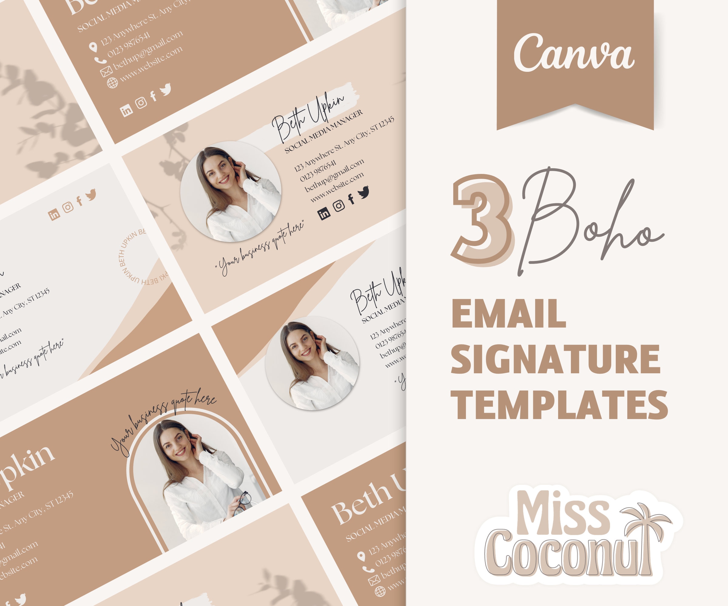 Boho Email Signature Template, Canva Professional Design, Best Seller ...