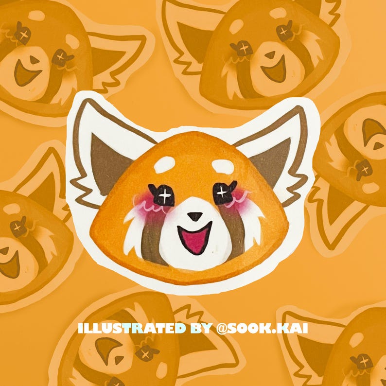 Happy Retsuko Laminated Sticker - Anime Aggretsuko - Etsy