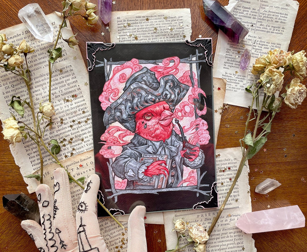 Framed Original Painting Vampire Bird. Dark, Gothic Wall Decor ...