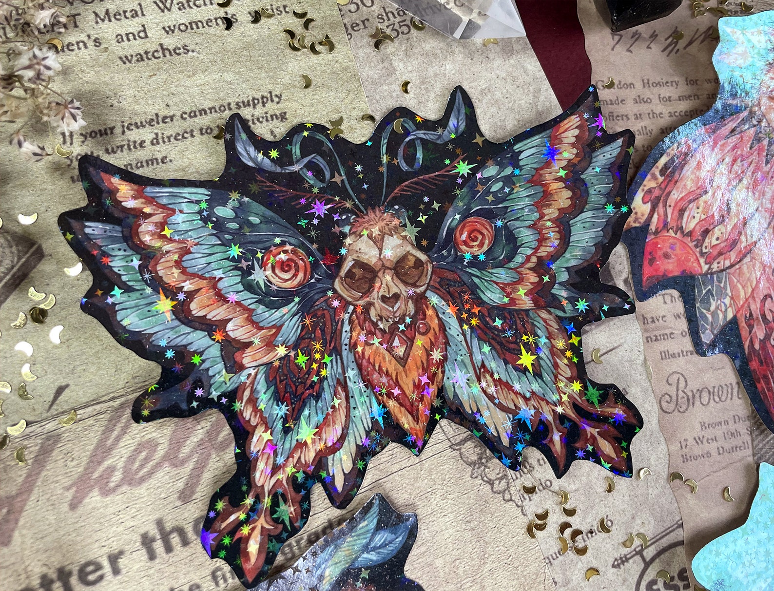 Holographic Magical Moth Sticker Pack. Moon Moths Sticker Set. | Etsy
