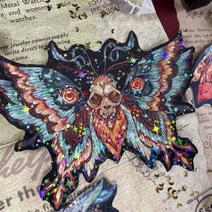 Holographic Magical Moth Sticker Pack. Moon Moths Sticker Set. | Etsy