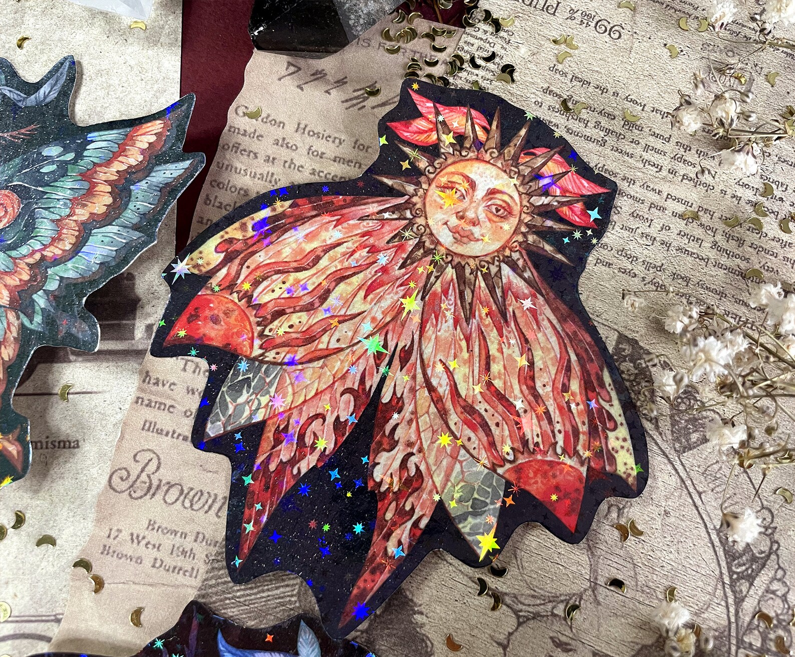 Holographic Magical Moth Sticker Pack. Moon Moths Sticker Set. | Etsy