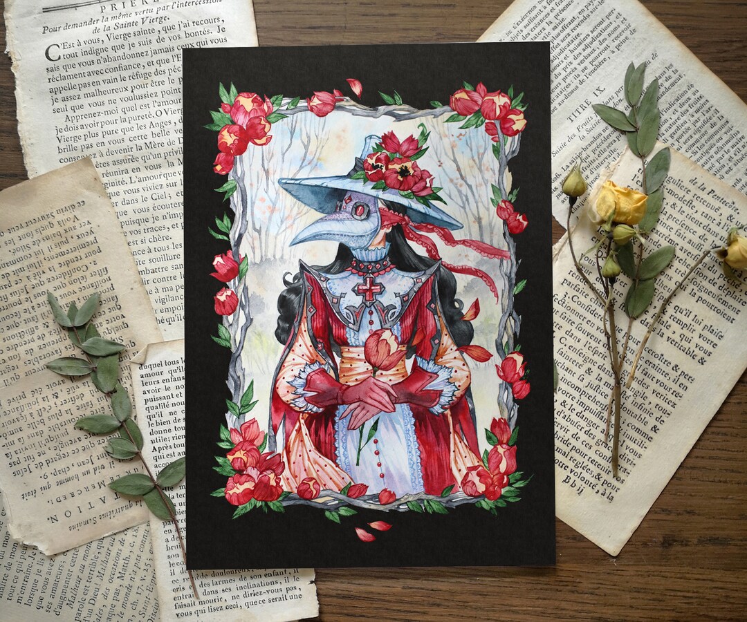 Plague Doctor Art Print. Medieval Doctor Goth Wall Art. Gothic Horror ...