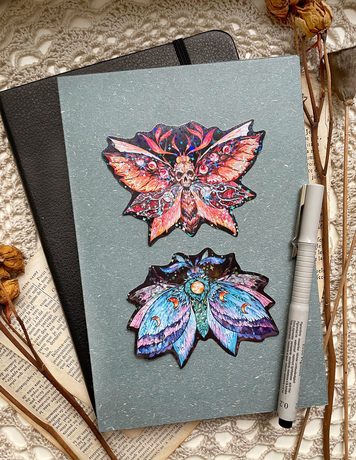 Holographic Magical Moth Sticker Pack. Moon Moths Sticker Set. - Etsy