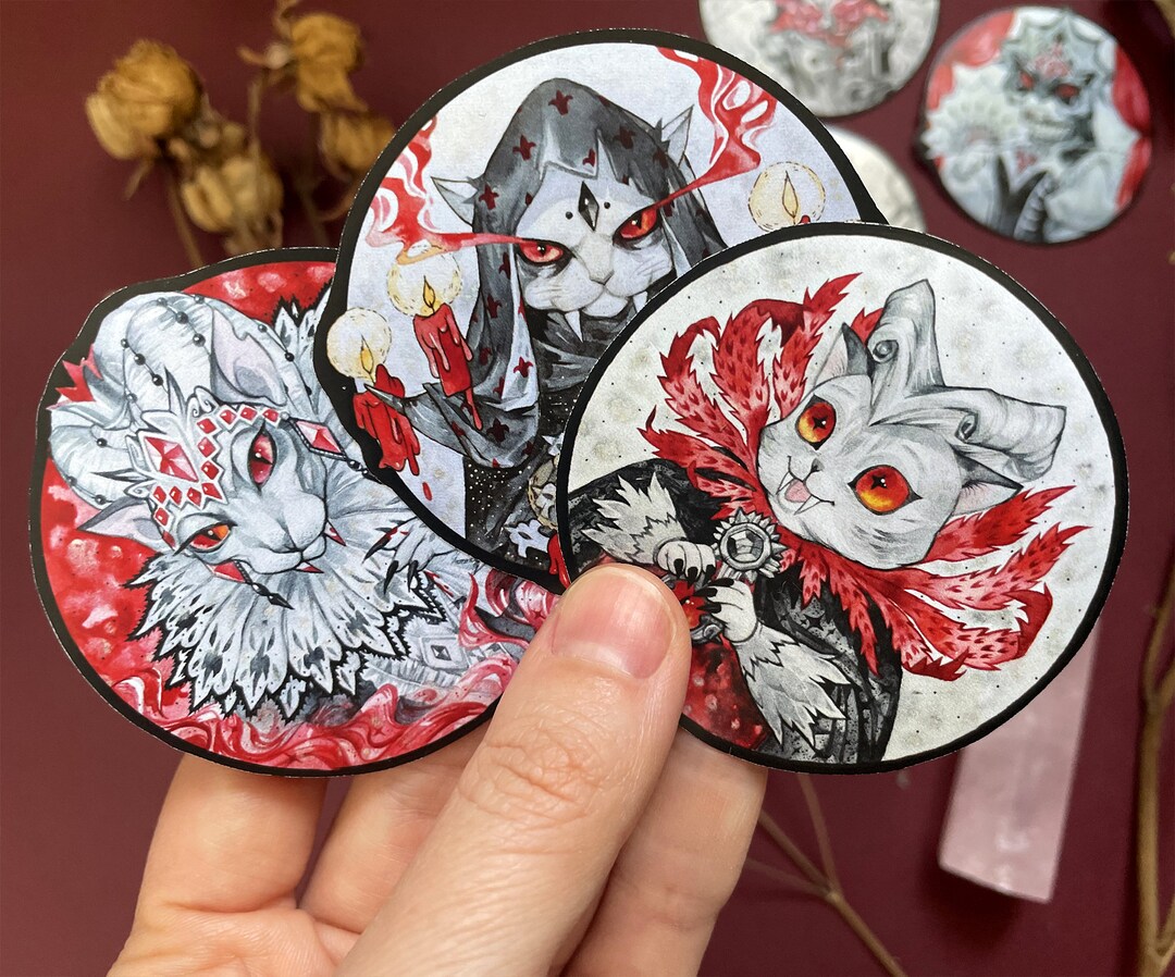 Cats Vampires Sticker Pack, Cute Gothic Cats Set. Gothic Laptop, Gadget ...