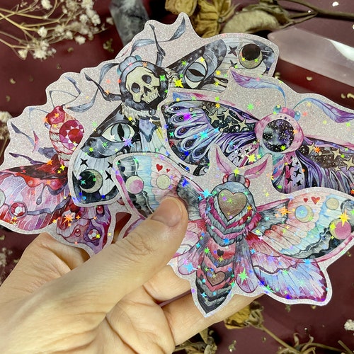 Holographic Magical Moth Sticker Pack. Moon Moths Sticker Set. - Etsy
