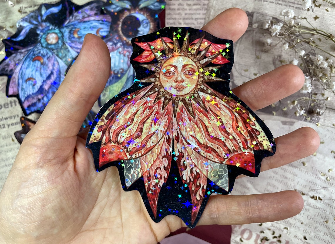 Holographic Magical Moth Sticker Pack. Moon Moths Sticker Set. - Etsy