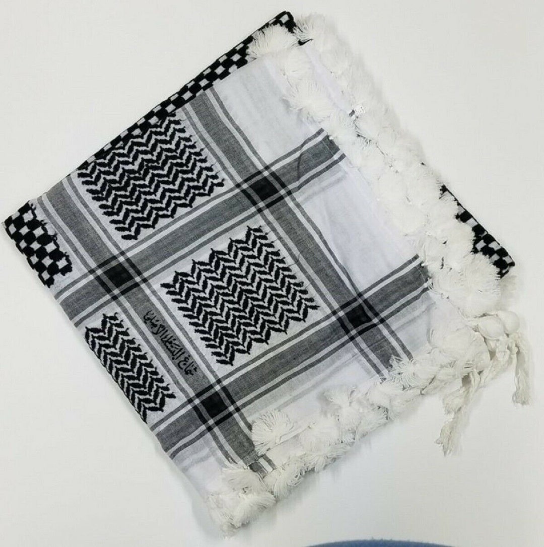 Black and White Palestinian Checkered Arab Desert Head Scarf Shemagh ...
