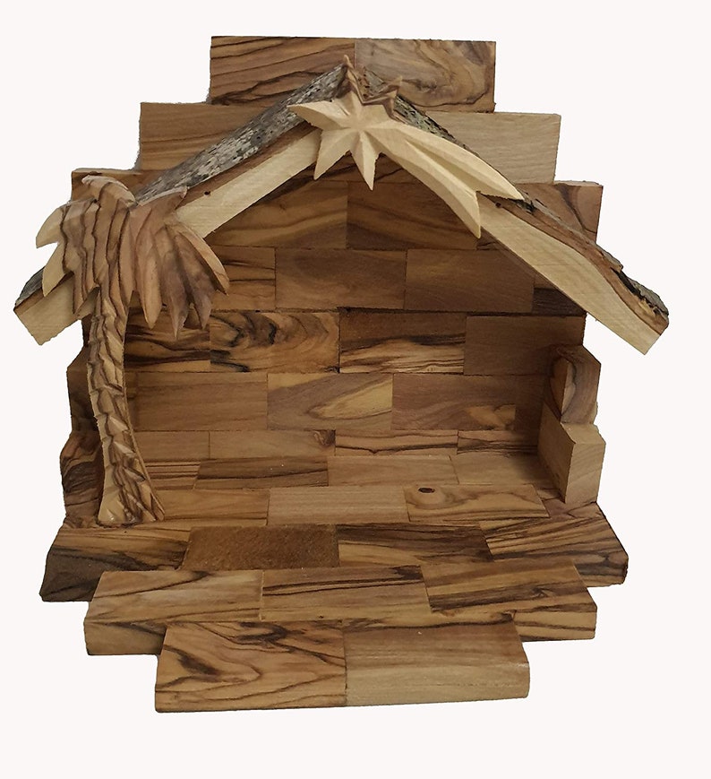 4.5 Olive Wood Nativity Set Stable With 9 Biblical - Etsy