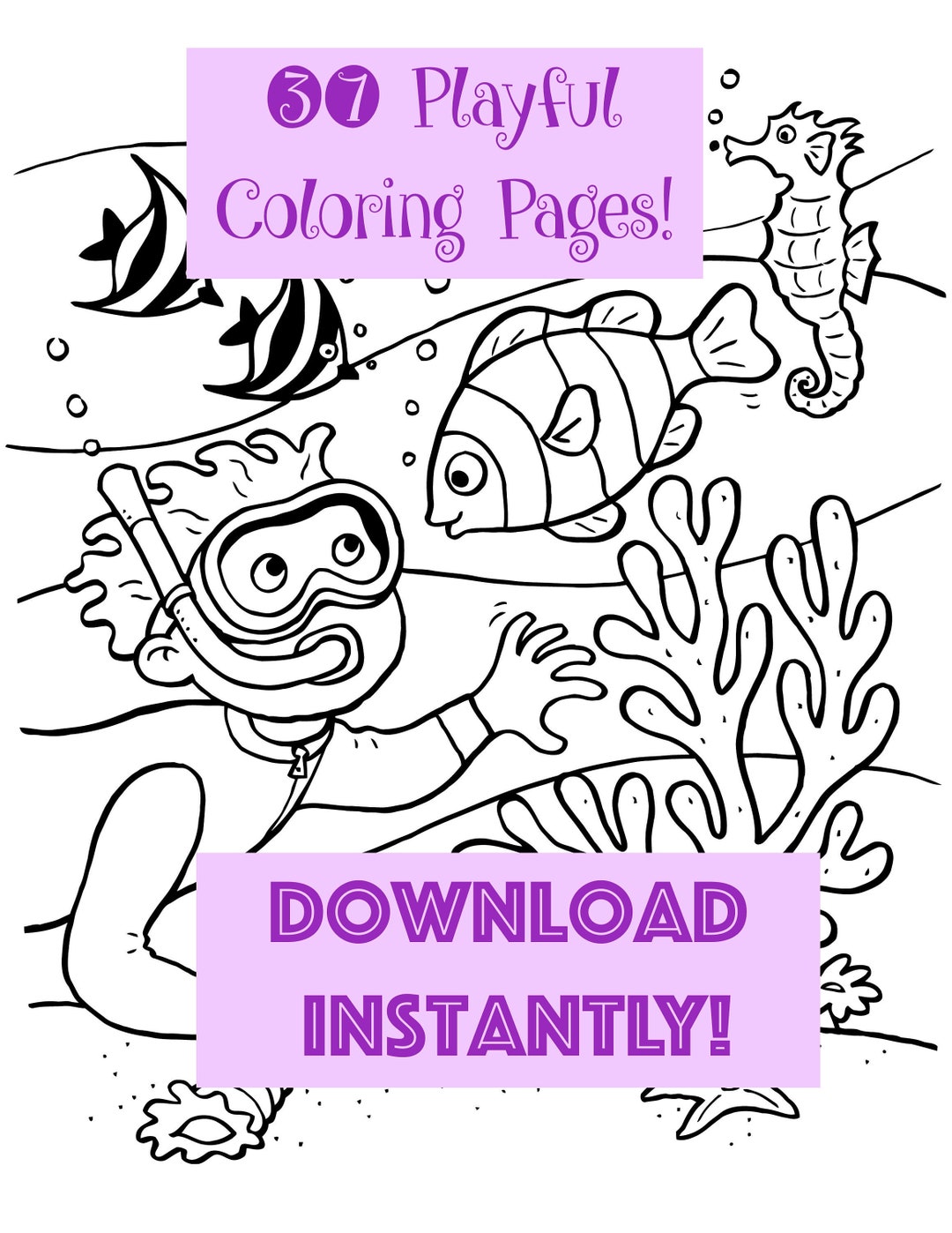 Printable Sea Animals Coloring Pages! (JPG/PDF 37 PG) - Etsy Canada