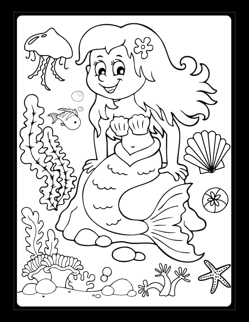 Printable Mermaid Coloring Pages! (JPG/PDF 62 PG) - Etsy