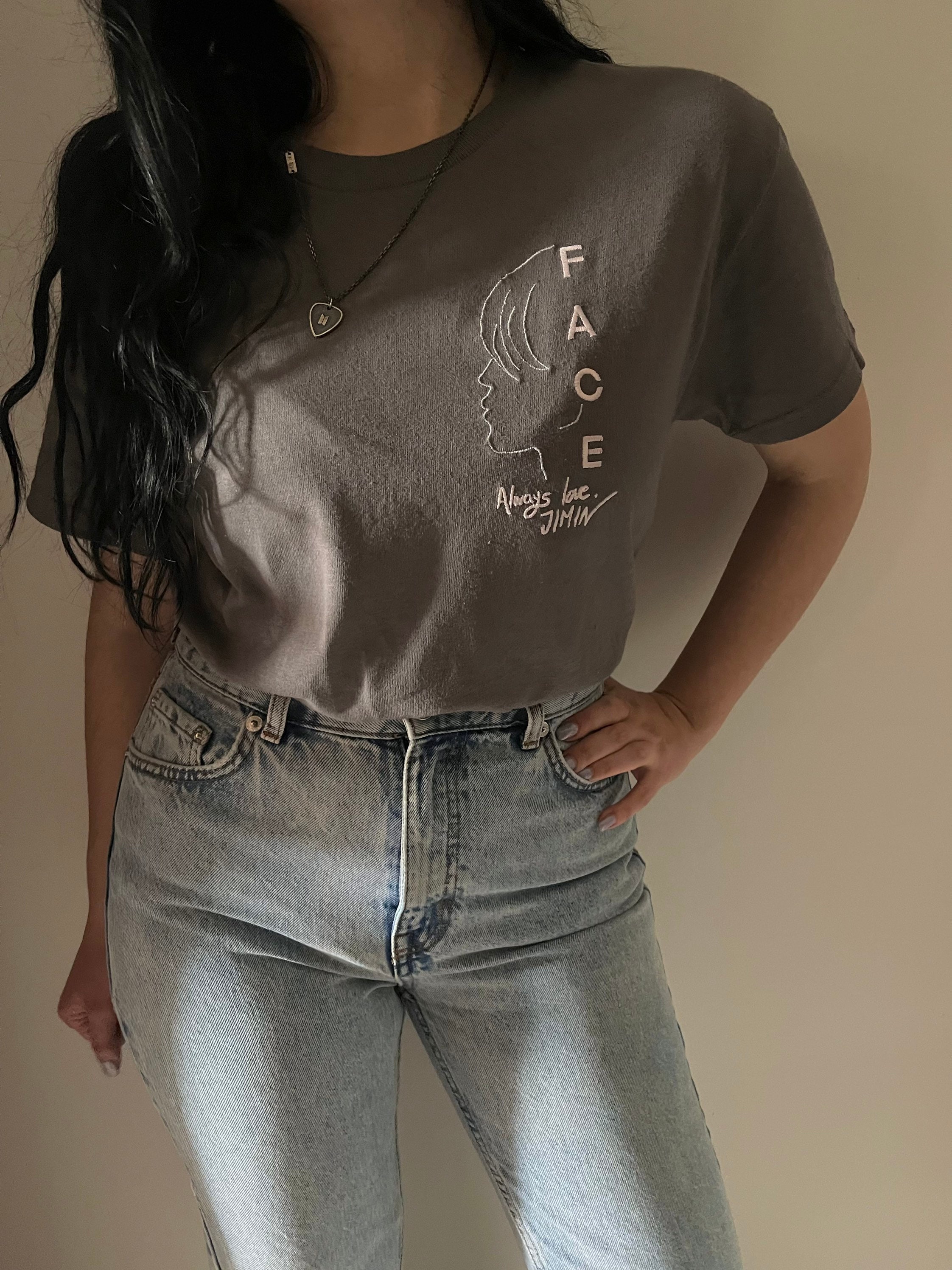 Embroidered Oversized T-shirt - Face by Jimin - Etsy