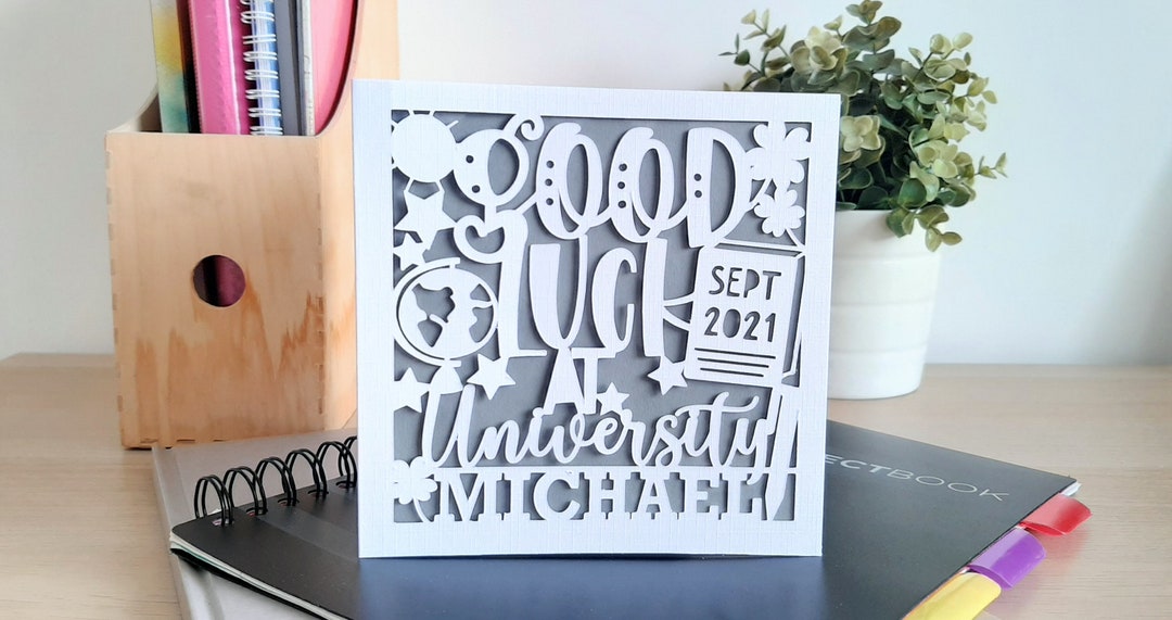 Personalised Good Luck at University or College Card. Any Name and Date ...