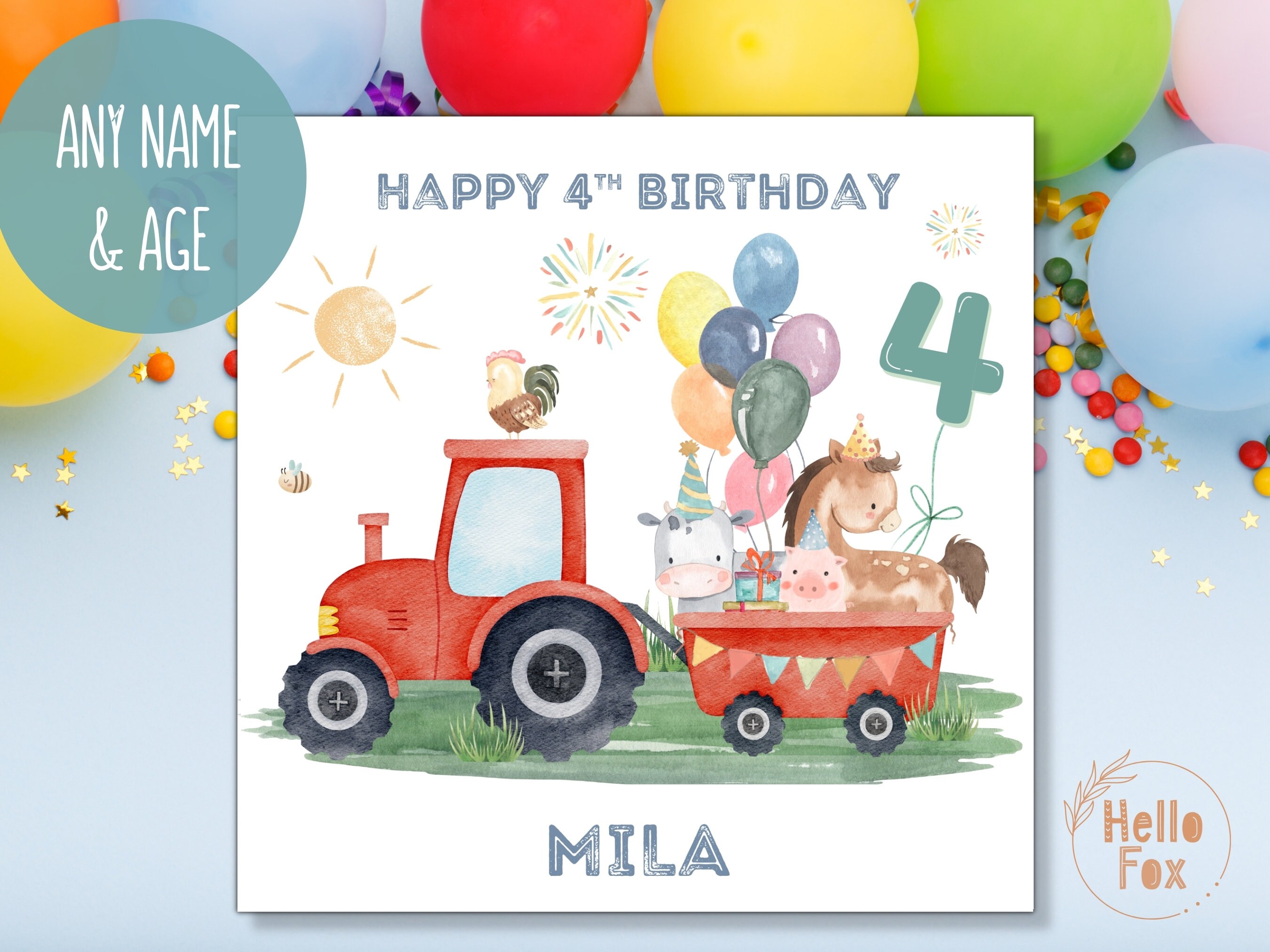 Personalised Farm Animals Birthday Card. Any Name and Age. - Etsy UK