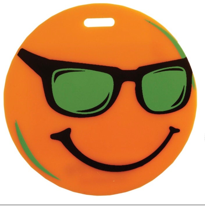 Smiley Face Luggage Tag Orange Luggage Tag Cute Bag Tag Adorable Emoji ...