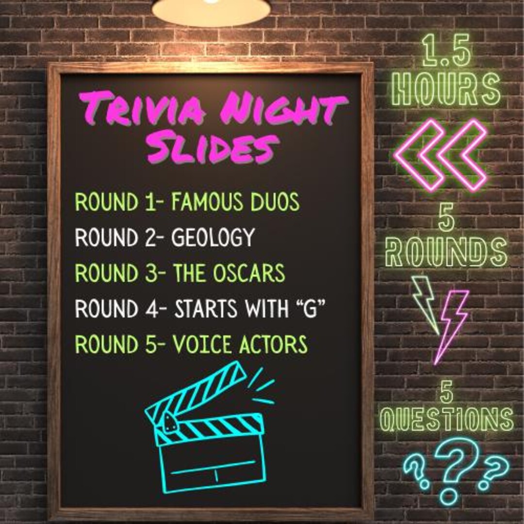 Pub Trivia Game Slides 04- Famous Duos, Geology, the Oscars, Letter “G ...