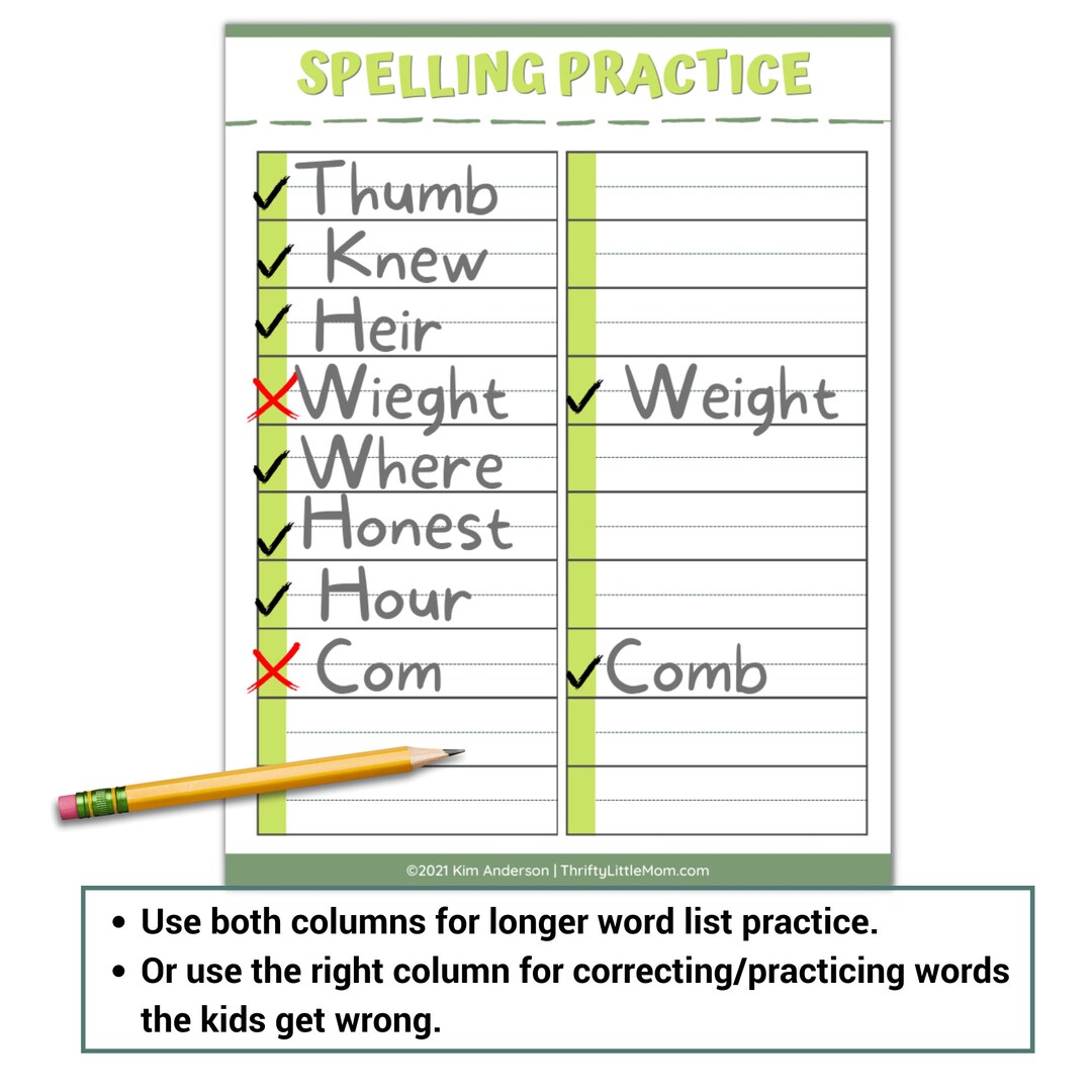 Printable Spelling Test Practice Sheets With Lines + BONUS Out of the ...