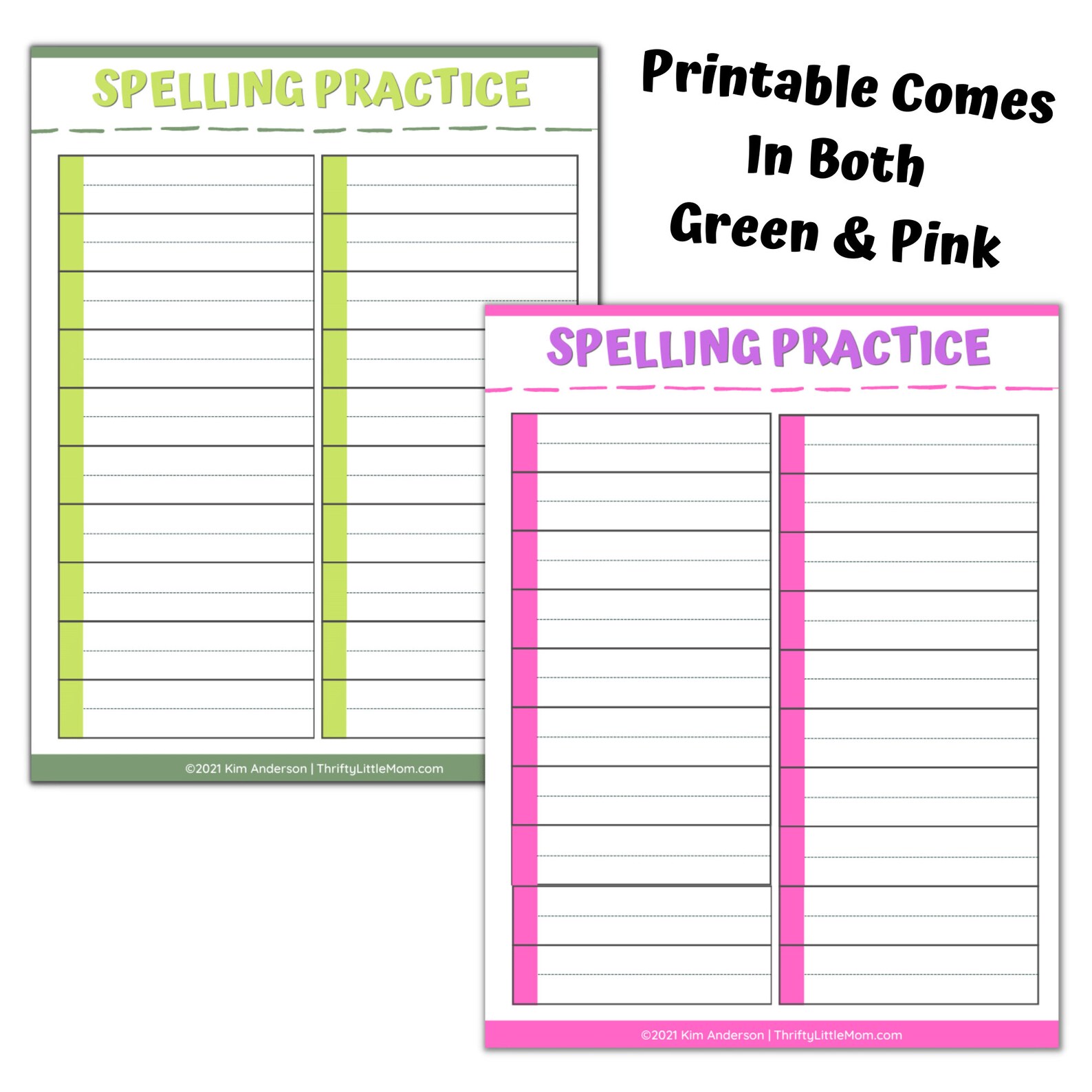 Printable Spelling Test Practice Sheets With Lines + BONUS Out of the ...
