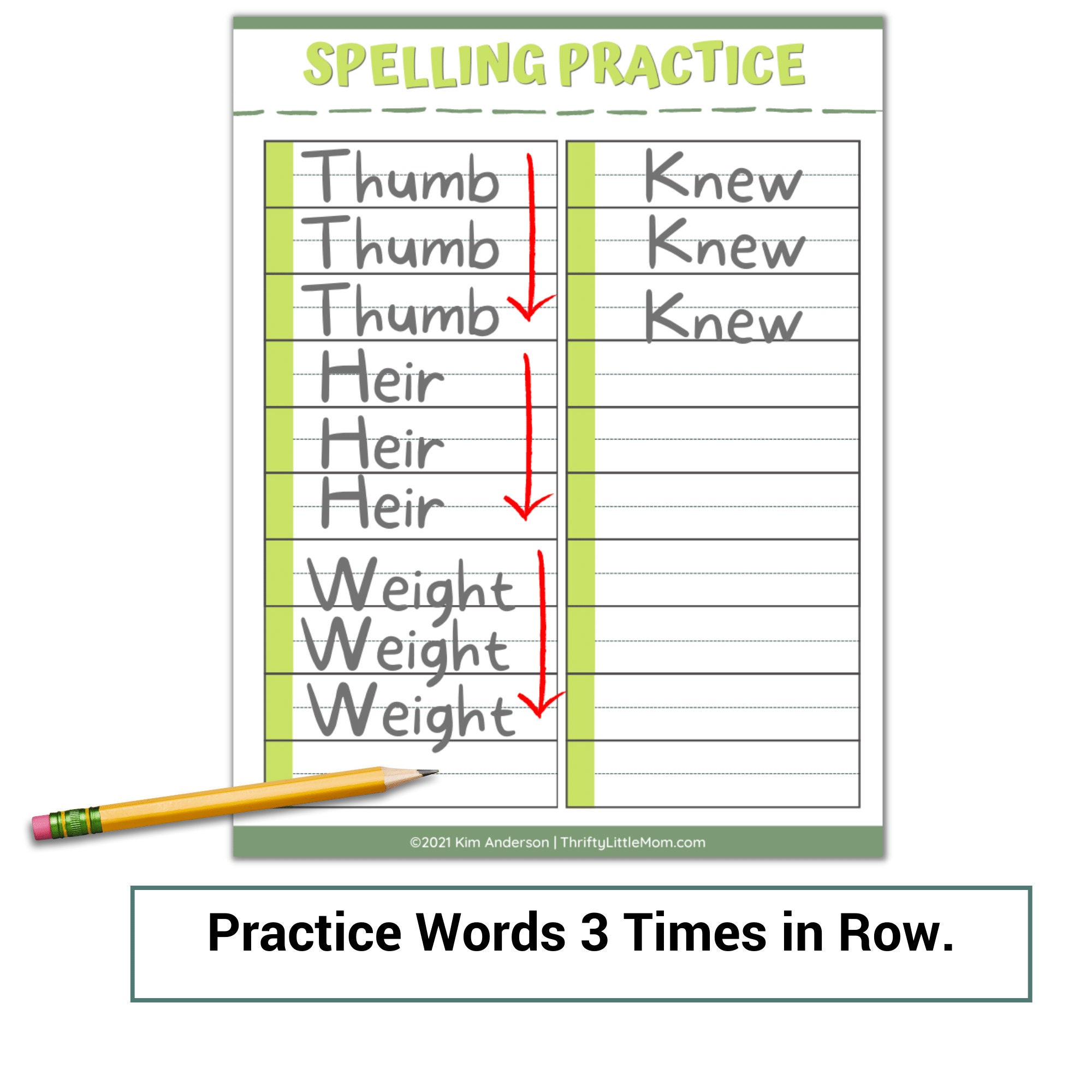 Printable Spelling Test Practice Sheets With Lines + BONUS Out of the ...